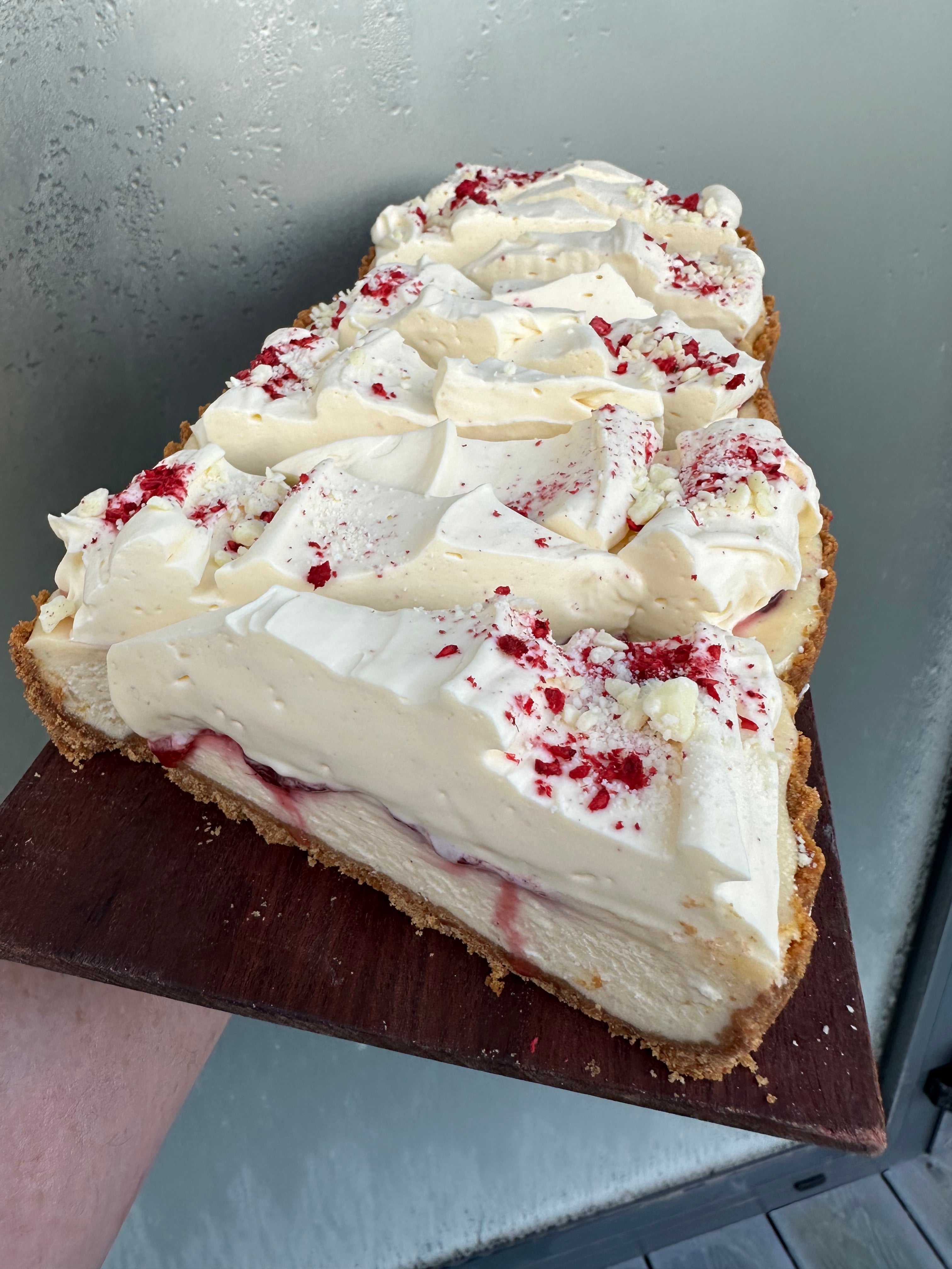Baked Vanilla & Raspberry Cheesecake, White Chocolate Cream (serves 8 ...